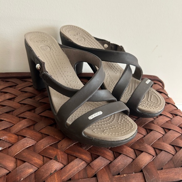CROCS | Shoes | Womens Crocs Size 6 Brown Heels | Poshmark